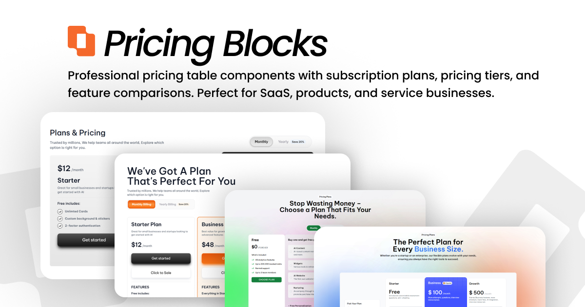 Pricing Blocks | UI Layouts Pro - UI Layouts Pro